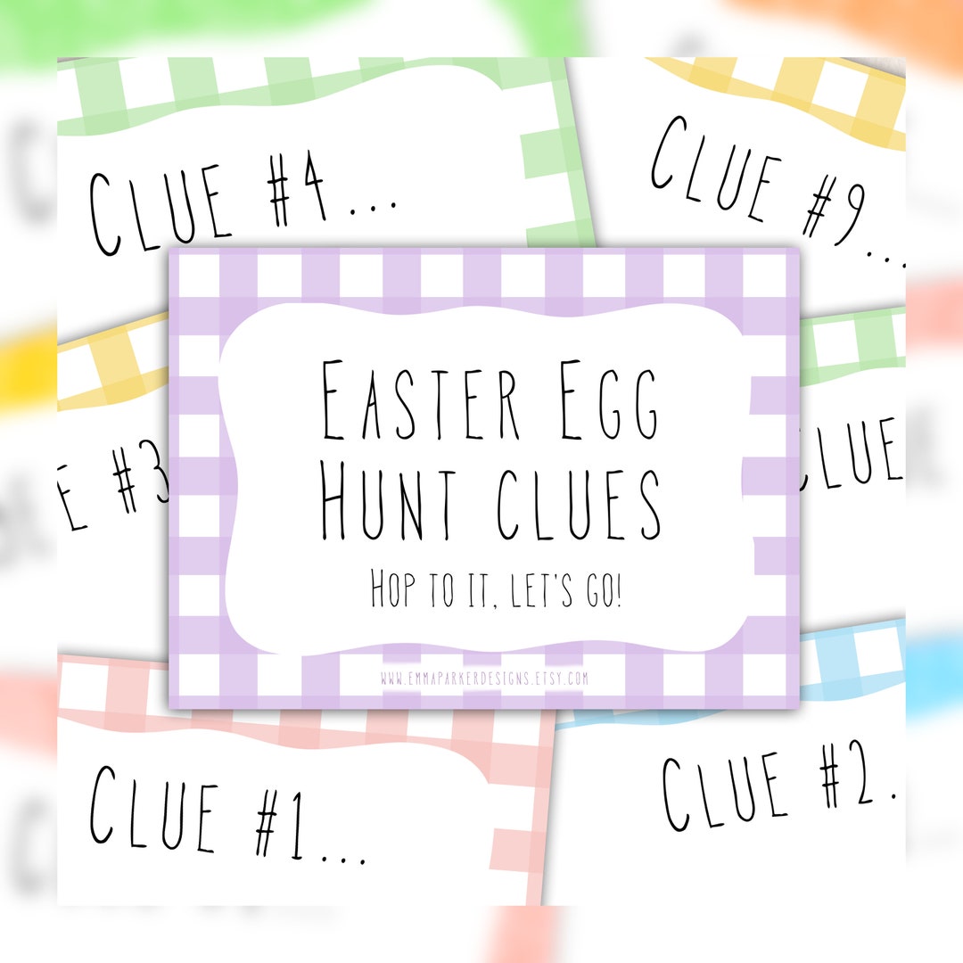 Cute Printable Easter Egg Hunt Clue Cards Download | Blank Easter Egg ...