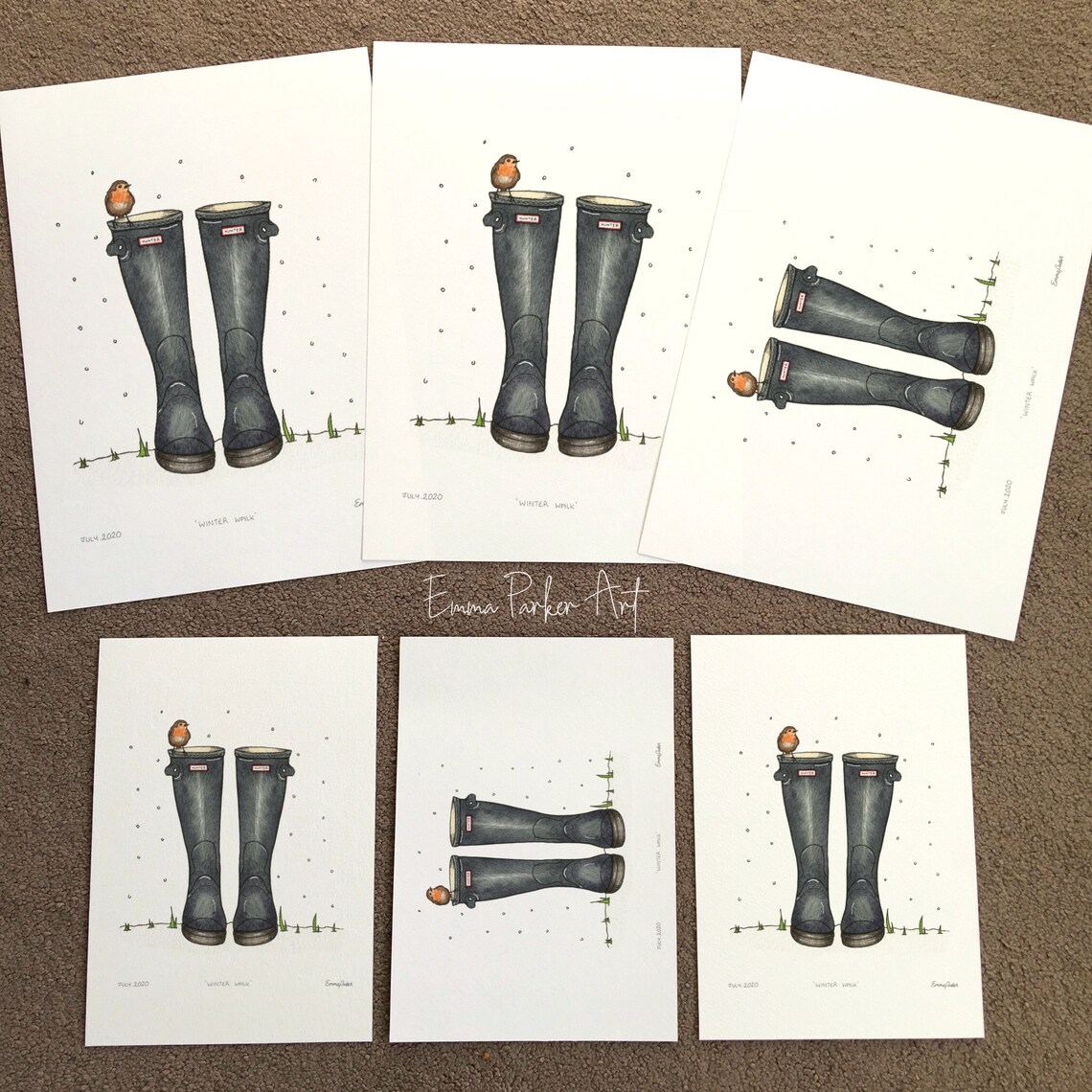 Watercolour Welly Boot Fine Art Print winter Walk Watercolour Winter ...