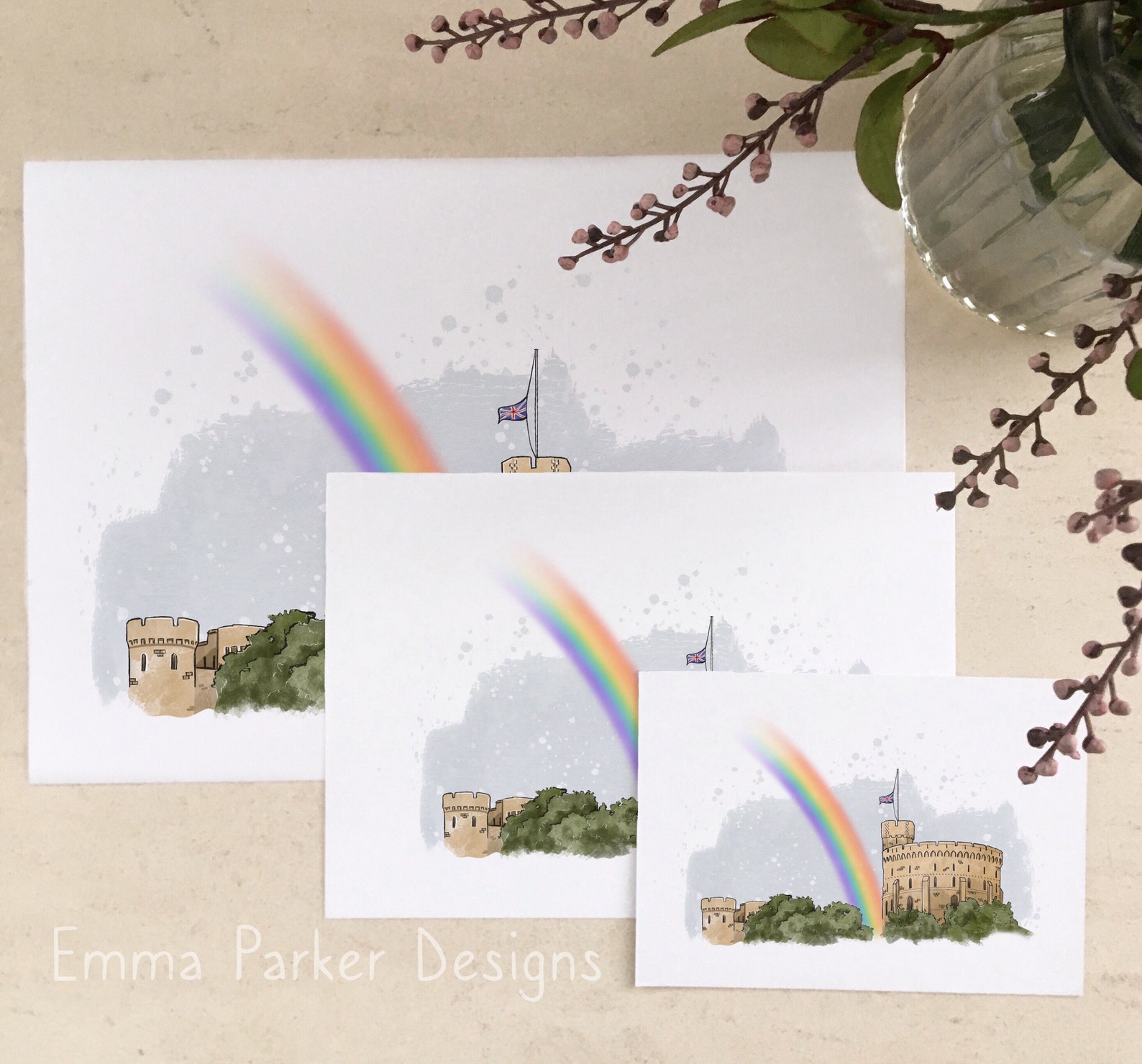 Watercolour Windsor Castle Fine Art Print rainbows Over Windsor Windsor ...
