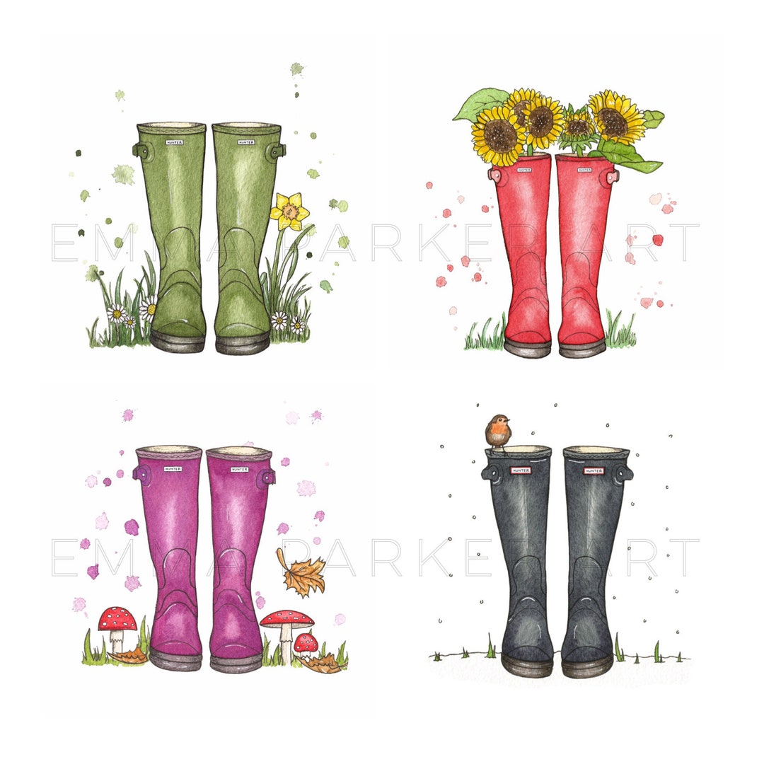 Seasonal Welly Boots Fine Art Giclée Print | Welly Boot Art ...