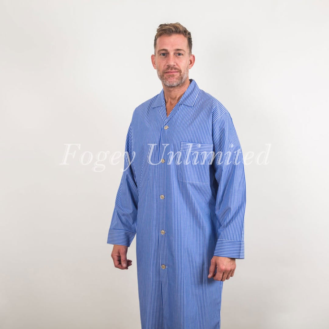 Traditional Style Closed Front Button up Long Nightshirt by Somax ...