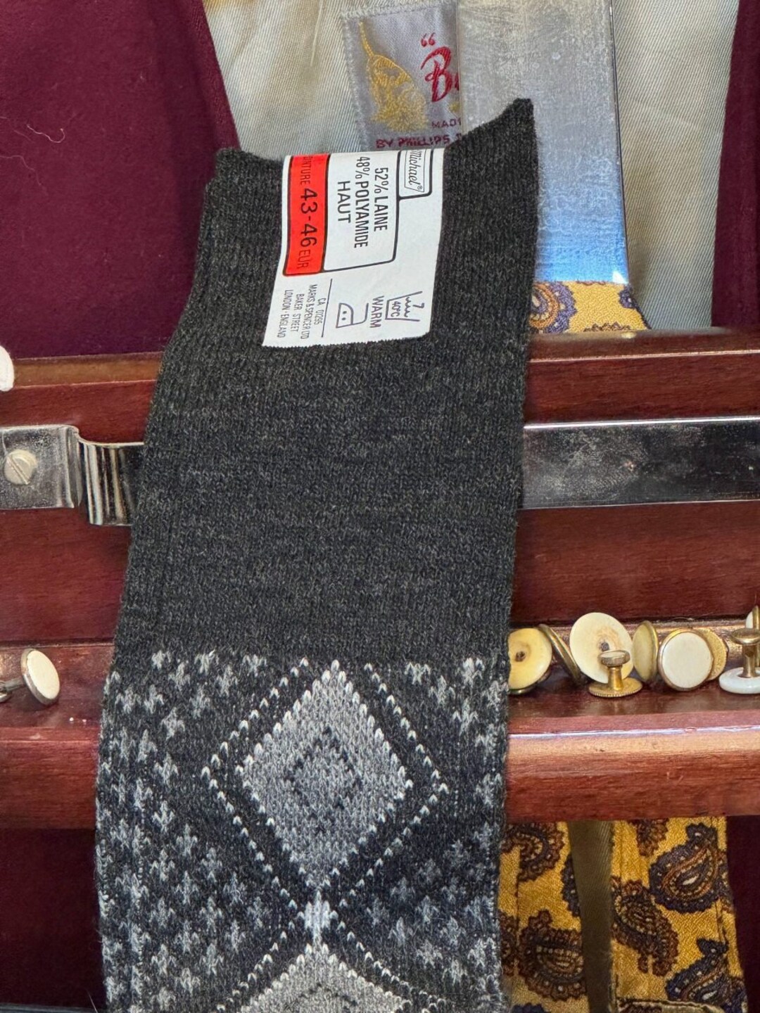 Vintage St Michael Long Grey Patterned Socks Size 9-11 ref:smgc - Etsy