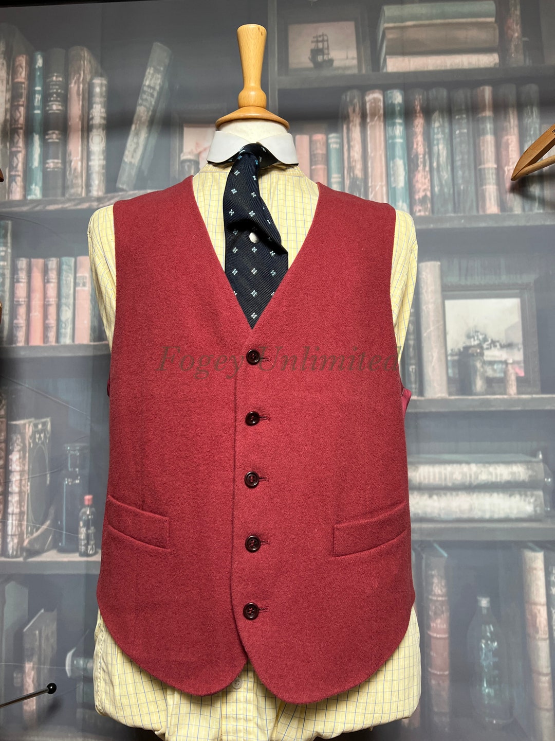 Vintage Dusky Wine Coloured Wool Doeskin Waistcoat/vest 40"/102cm Chest ...