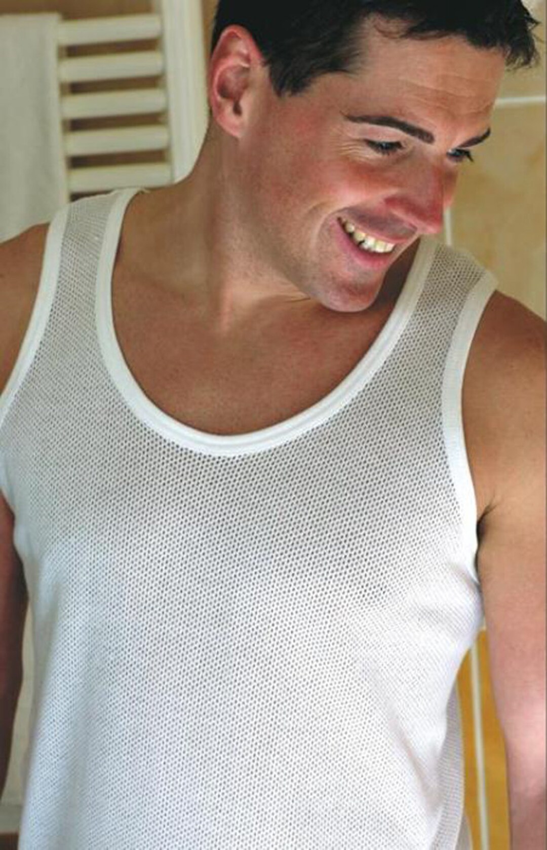 Traditional White Mens Basics Underwear. Cellular/aertex Cotton Vest ...