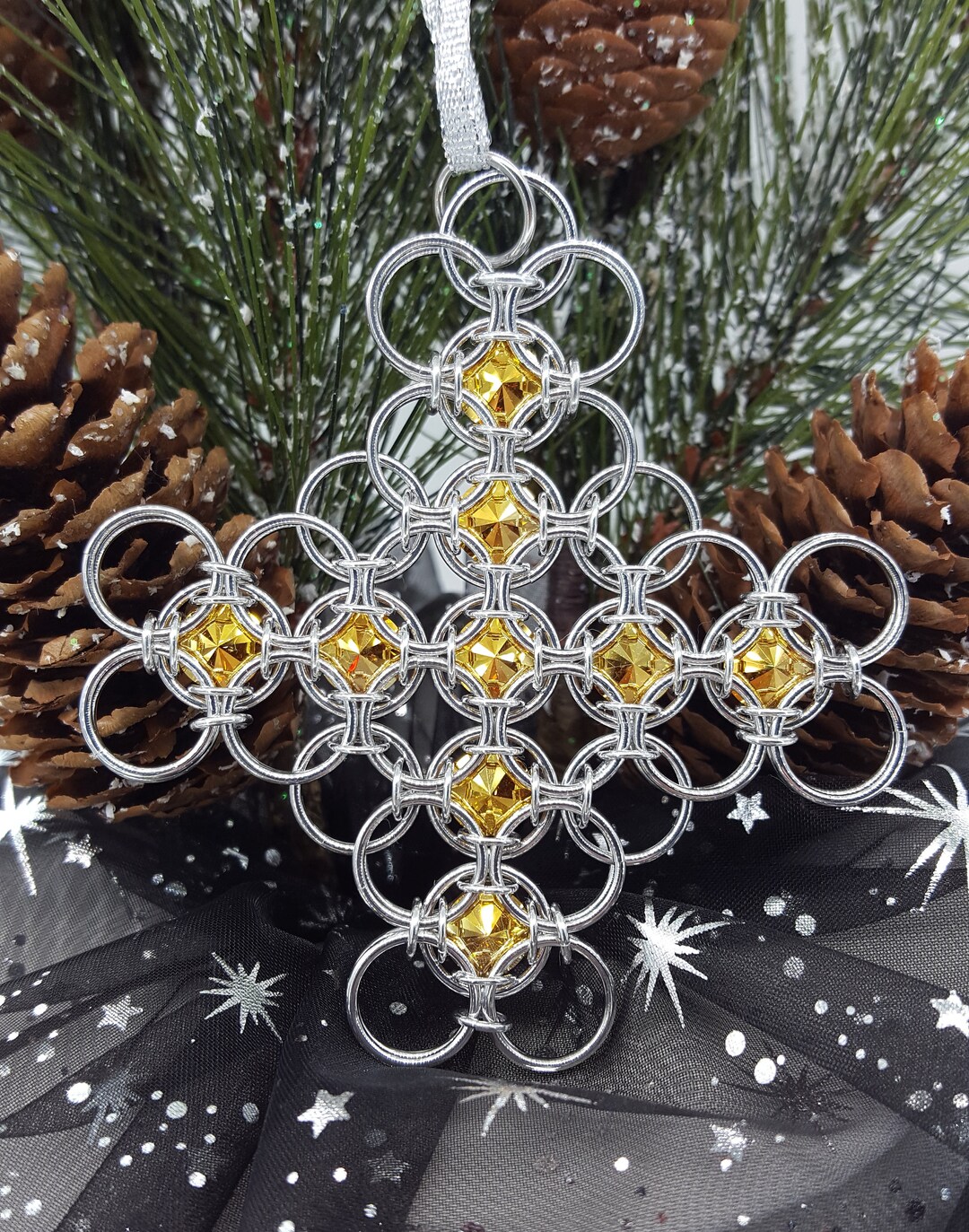 Geometric Chainmail Ornament Chain Mail Chainmaille - Etsy