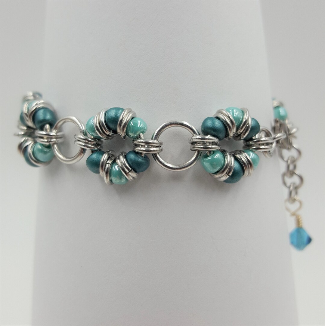 Bead Flower Chain Mail Chainmail Chainmaille Bracelet - Etsy