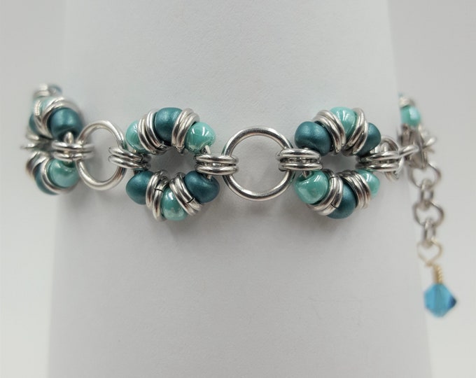 Bead Flower, Chain Mail, Chainmail, Chainmaille, Bracelet, Renaissance ...