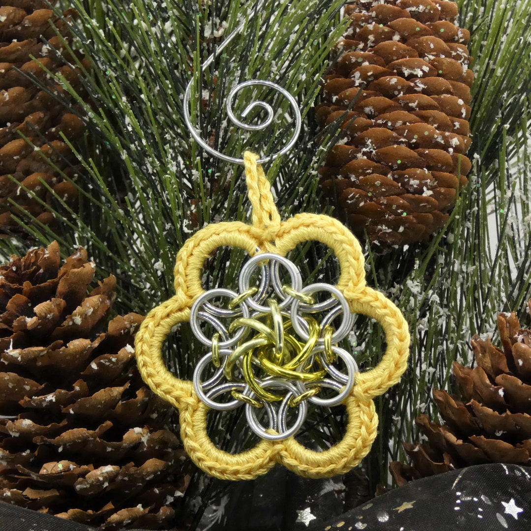 Mobius Flower, Chainmail, Ornament, Chain Mail, Chainmaille, Yellow ...