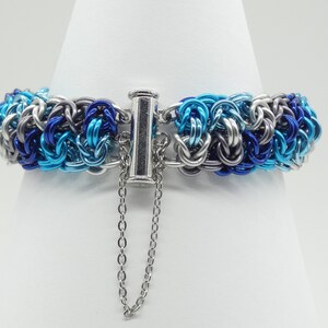 Byzantine Ladder, Chain Mail, Chainmail, Chainmaille, Cuff, Blue, Gray ...