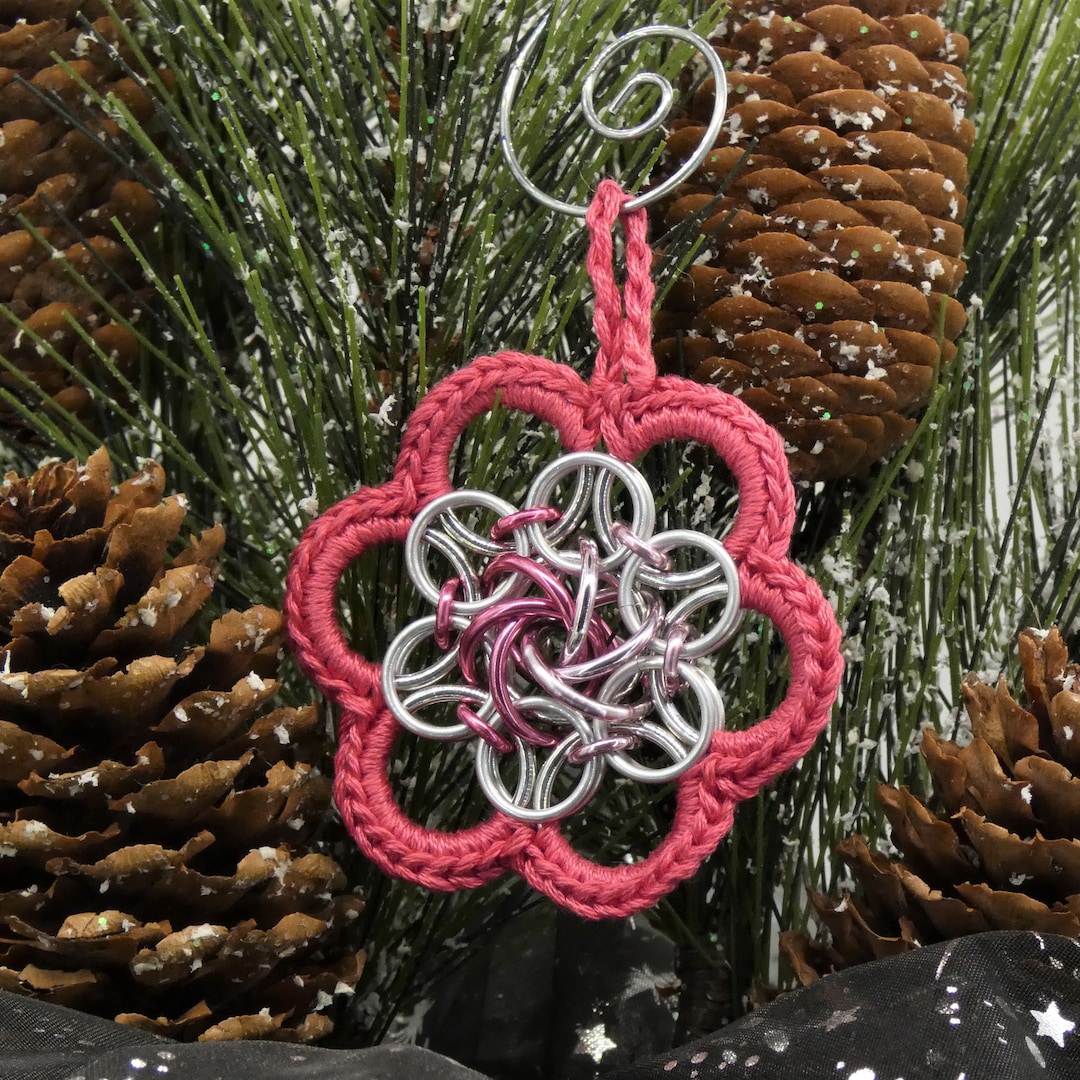 Mobius Flower, Chainmail, Ornament, Chain Mail, Chainmaille, Rose Pink ...