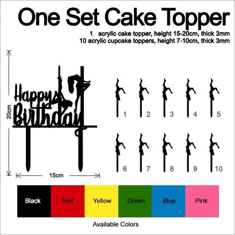 Happy Birthday Sexy Pole Dance Girl Cake Topper Only Laser Etsy