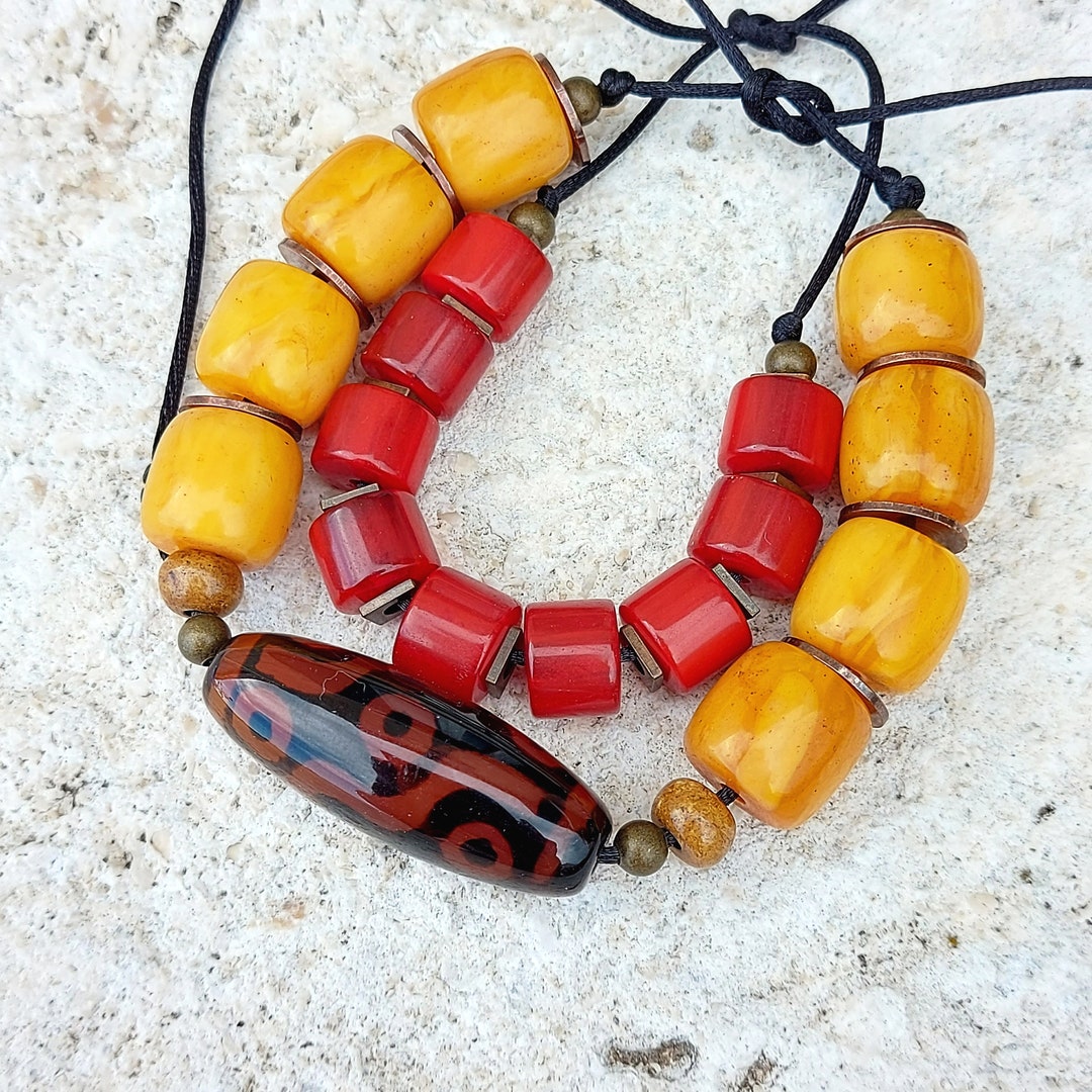 Mixed Lot of Copal Resin Beads Exotic Tribal Jewelry Supply Dzi Beads ...