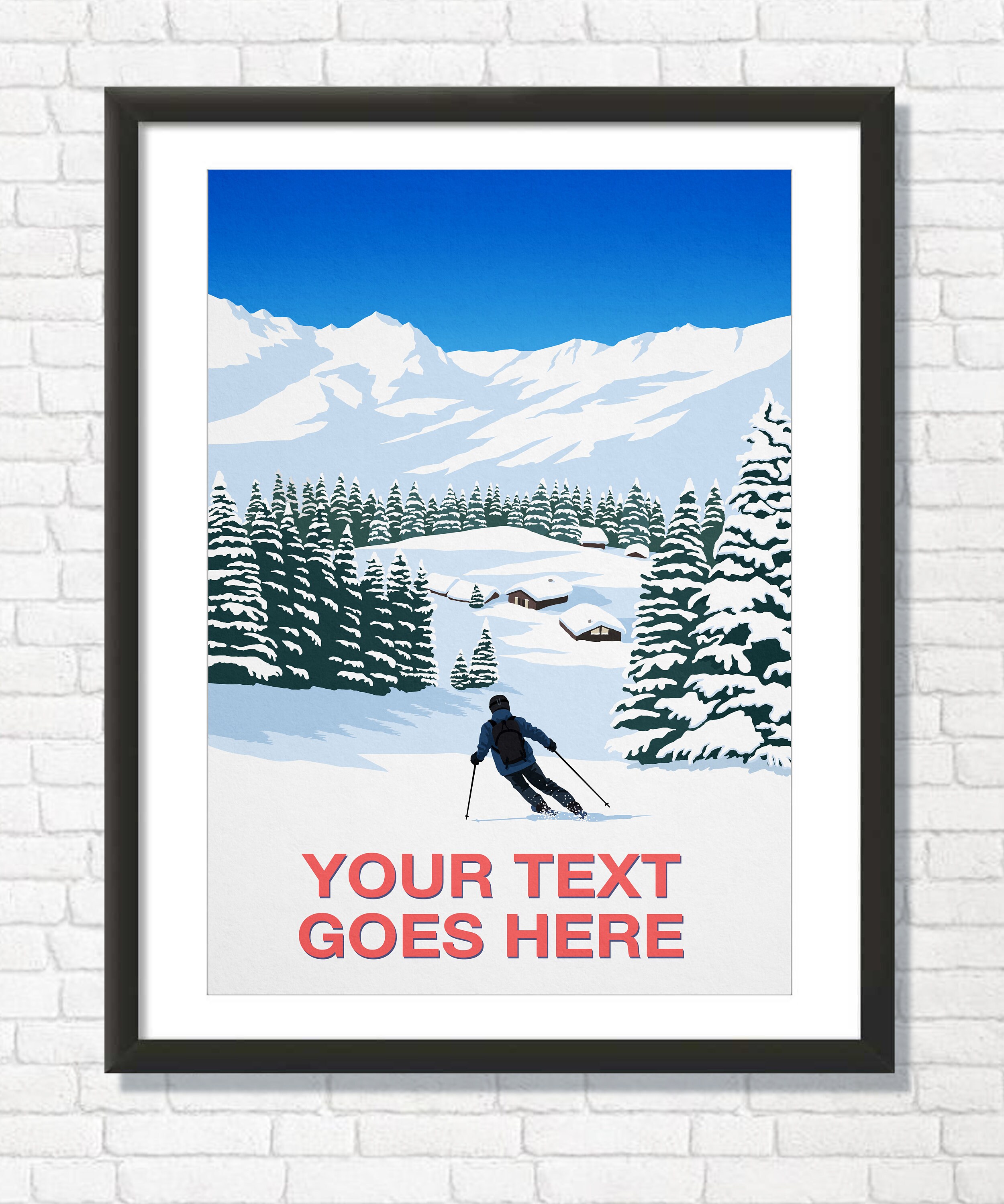 Personalised ski giftCustom ski artSkier art | Etsy