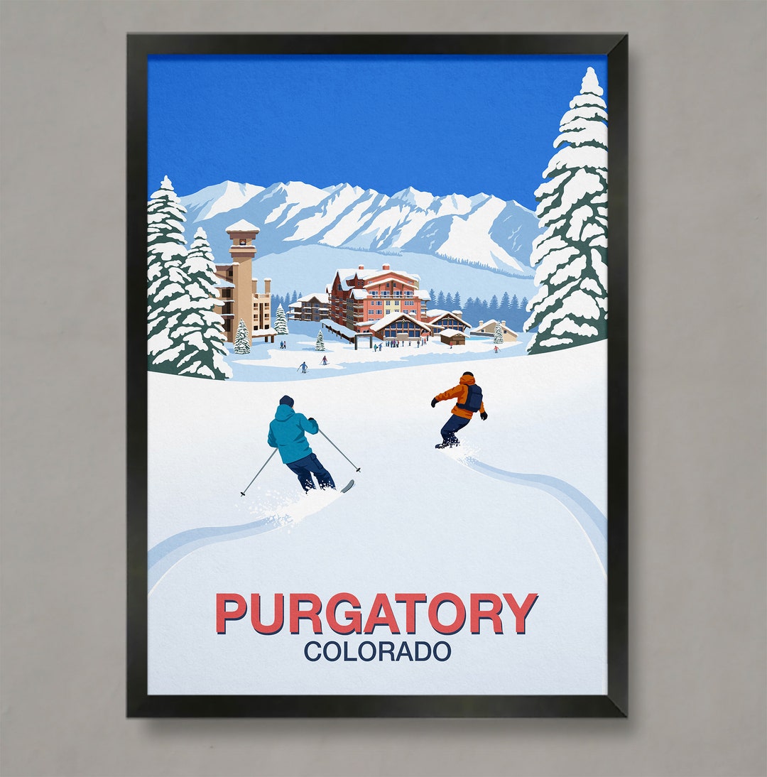 Purgatory Ski Resort Poster, Ski Resort Poster, Ski Print , Snowboard ...