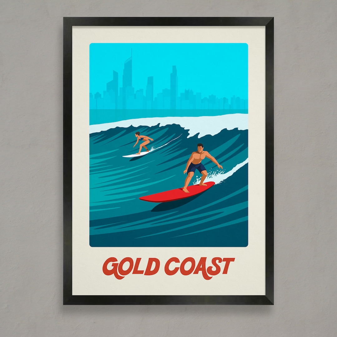 Gold Coast Surf Poster,surf Poster, Vintage Surf Poster, Retro Surf Poster, Surf Prints, Vintage ...