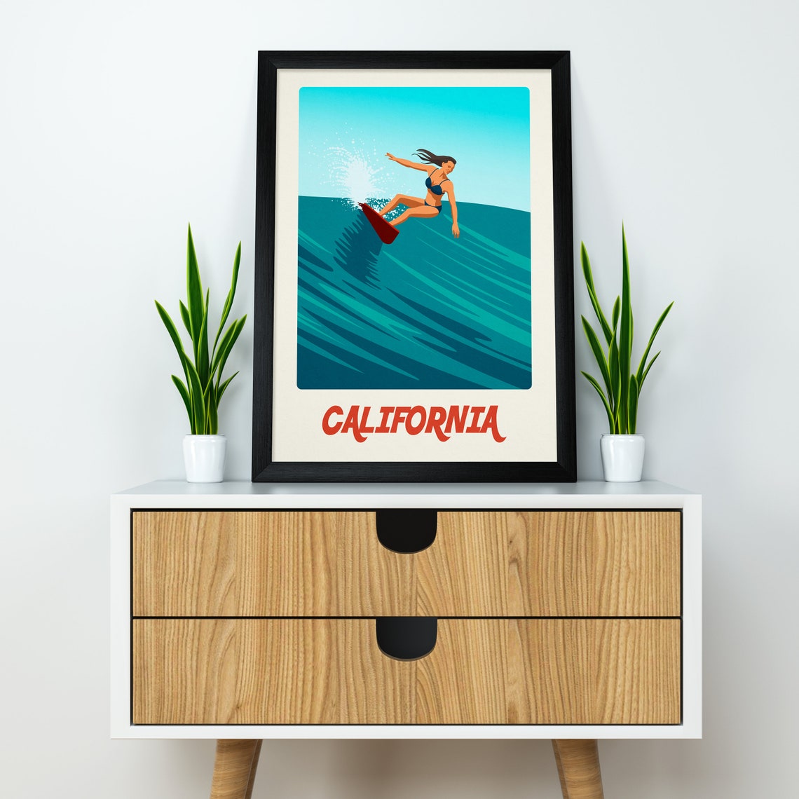 California Surf Postersurf Postervintage Surf Poster Retro - Etsy UK