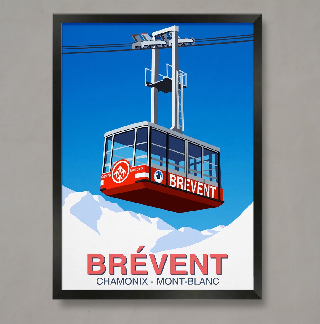 Brevent , Chamonix Ski Poster, Ski Resort Poster, Ski Print , Snowboard ...