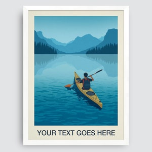 Personalised Kayaking Poster, Personalised Kayaking Gift, Custom ...