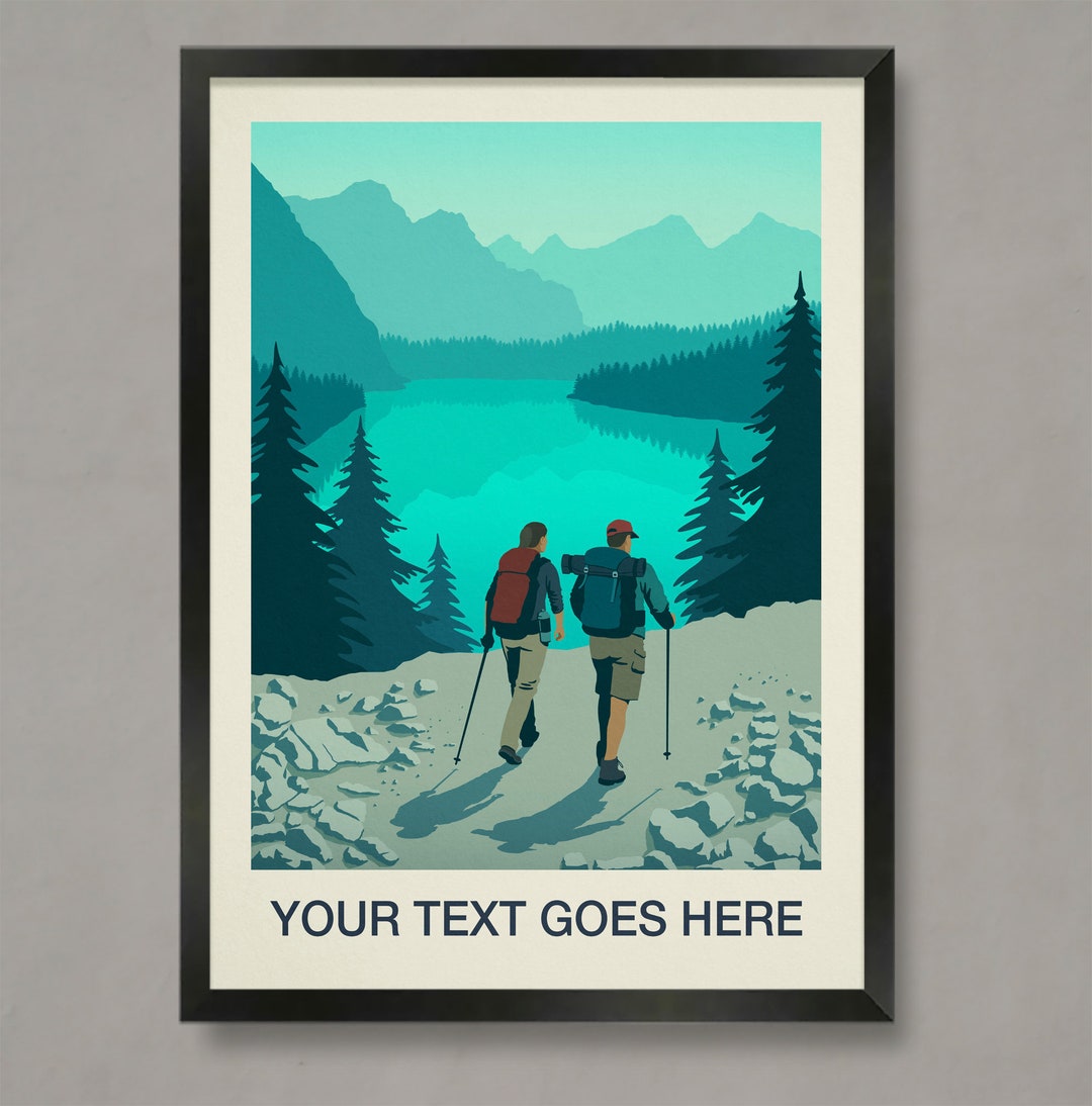 Personalised Hiking Poster, Personalised Hiking Gift, Custom Hiking Art ...