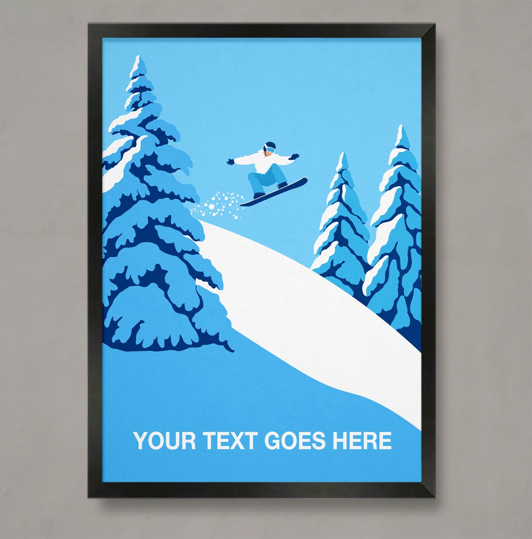 Personalised Snowboarder Jumping Poster, Snowboard Print, Custom ...