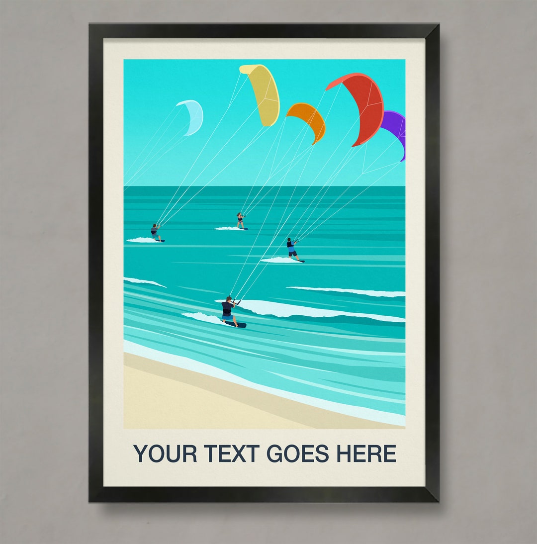Personalised Kitesurfing Poster, Personalised Kitesurfing Gift, Custom ...