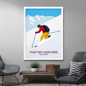 Personalized Telemark Skiing Poster: Vintage Style Ski Print - Etsy
