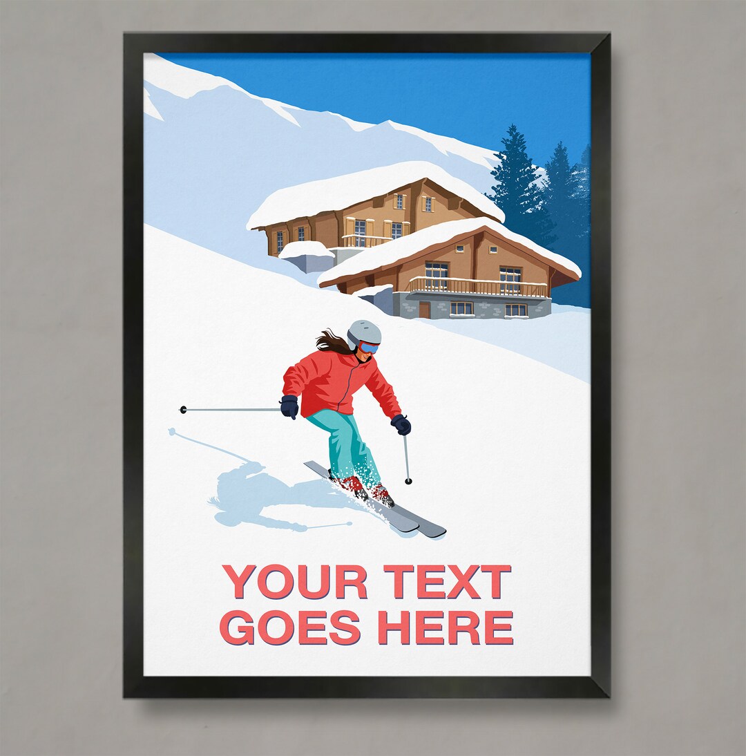 Personalised Ski Gift,custom Ski Art,female Skier Poster,personalised ...