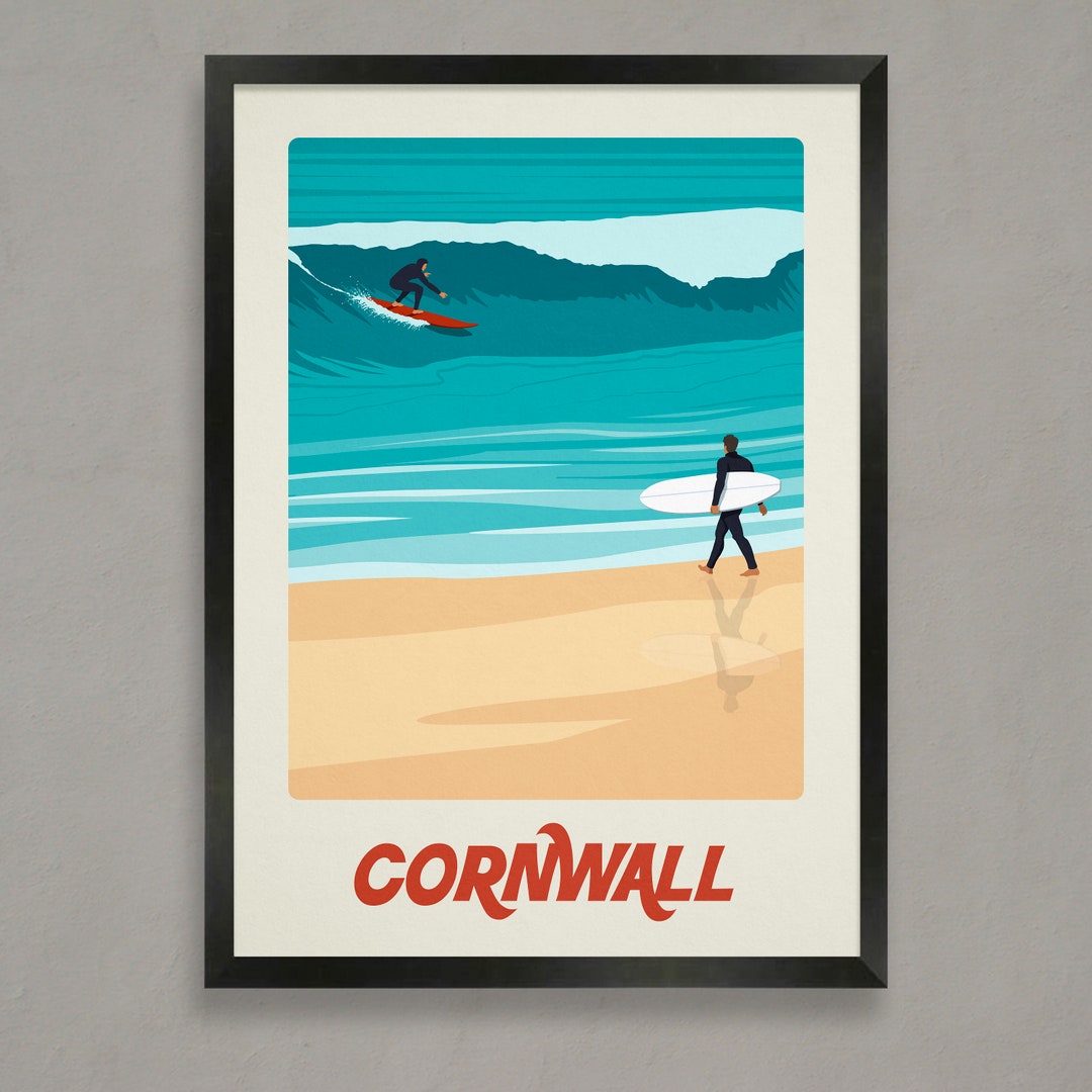 Cornwall Surf Poster,surf Poster,vintage Surf Poster, Retro Surf Poster ...