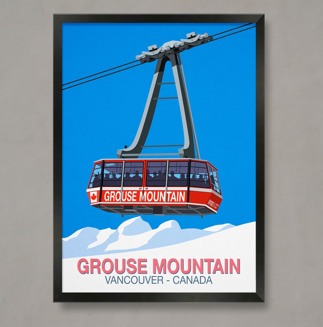 Grouse Mountain Ski Poster, Ski Resort Poster, Ski Print , Snowboard ...