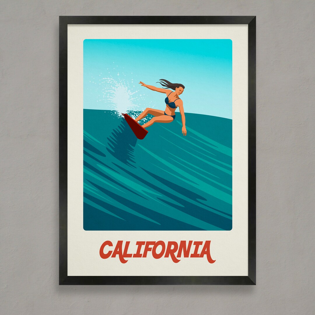 California Surf Postersurf Postervintage Surf Poster Retro - Etsy UK