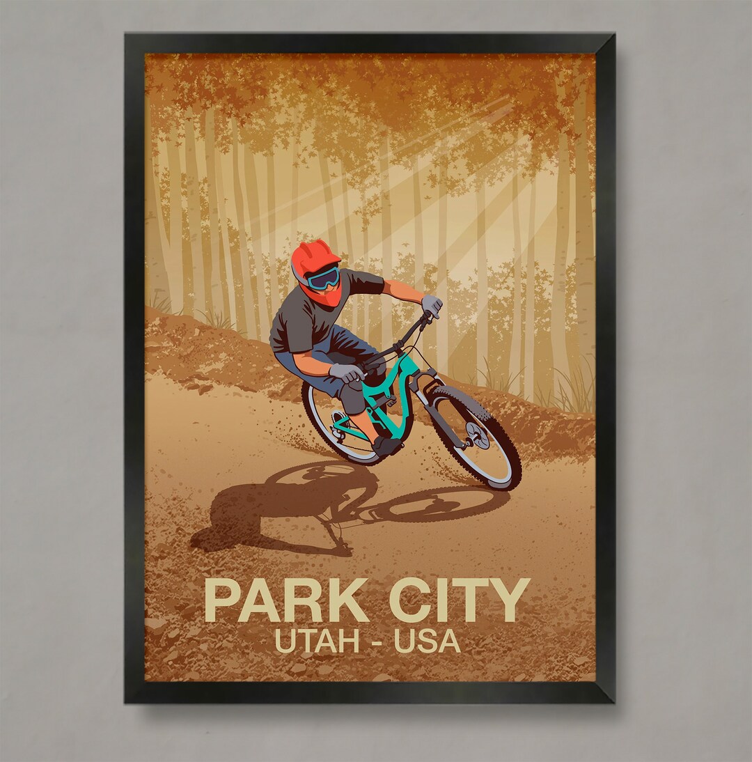 Park City Mountain Bike Trail Poster, Mountain Bike Poster, Mountain ...