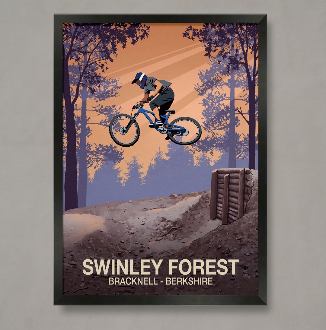 Swinley Forest Mountain Bike Trail Poster,, Mountain Bike Poster ...