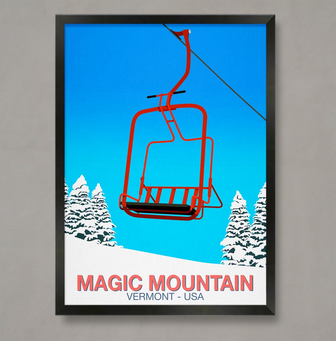 Magic Mountain Ski Poster, Ski Resort Poster, Ski Print , Snowboard ...