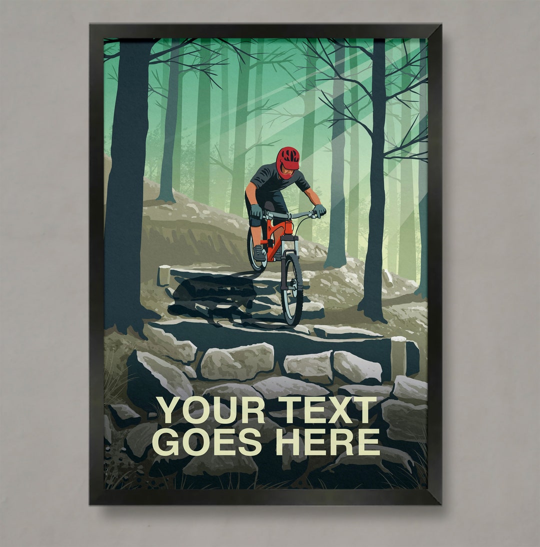Personalised Mountain Bike Gift, Custom Mountain Bike Art, MTB Art ...