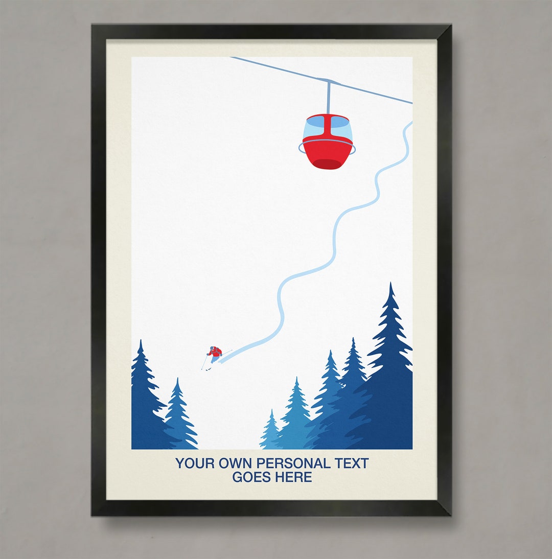 Personalised Minimalist Ski Poster, Skiing Gift, Customised Ski Print ...
