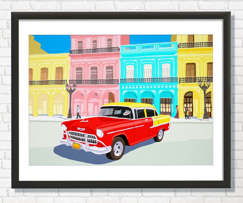 Havana cuba Old Car Parked on Street wall Decor Art Print - Etsy