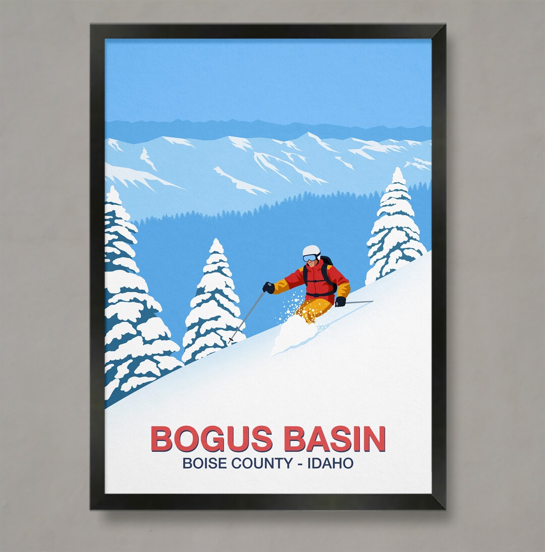 Bogus Basin Ski Resort Poster, Ski Resort Poster, Ski Print , Snowboard ...