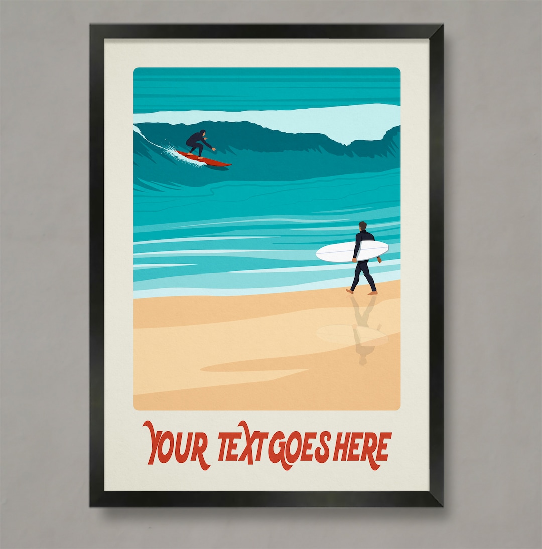 Personalised Surf Gift, Custom Surf Art Print, Surfing Poster ...