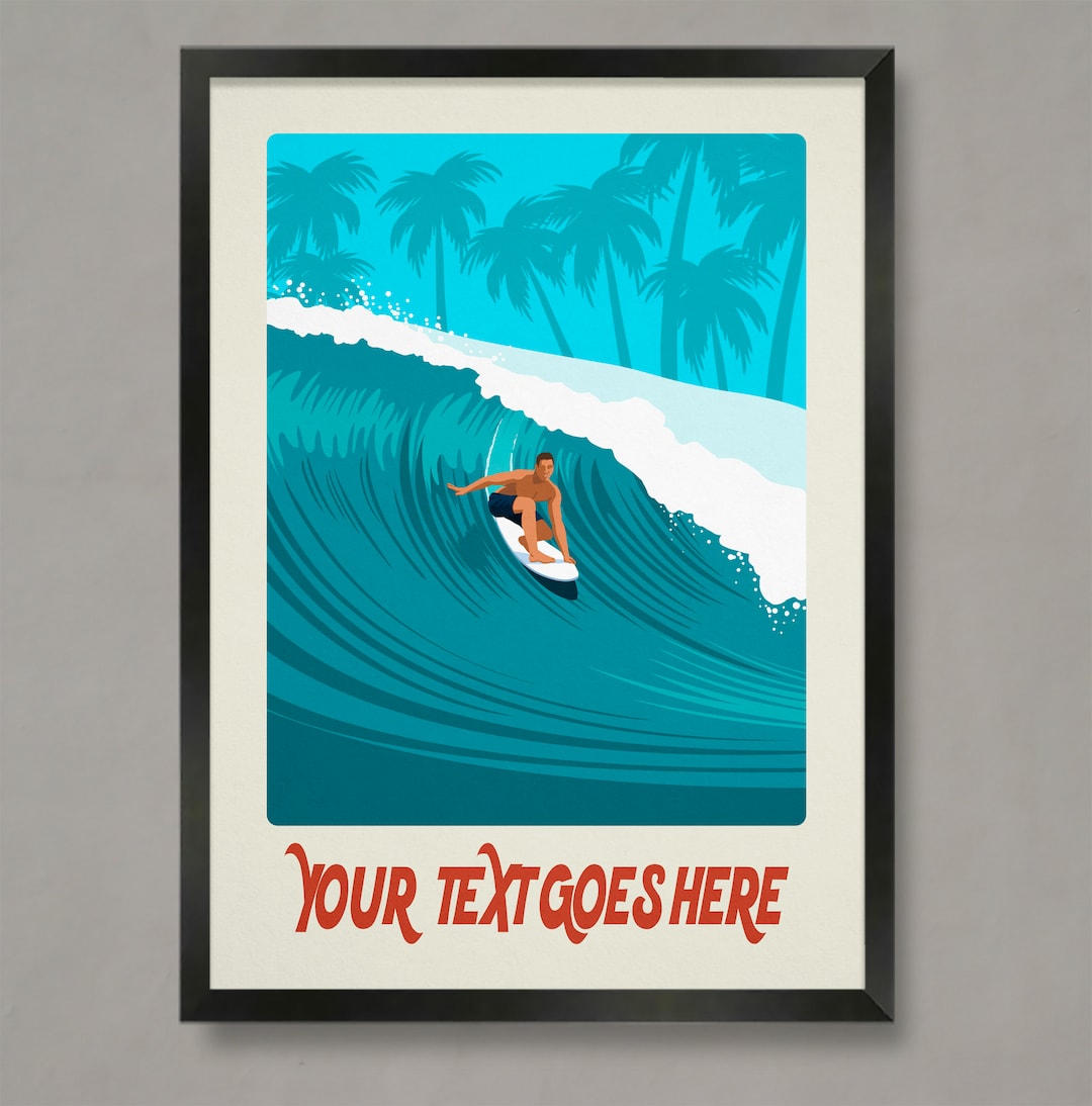 Personalised Surf Gift, Custom Surf Art Print, Surfing Poster ...