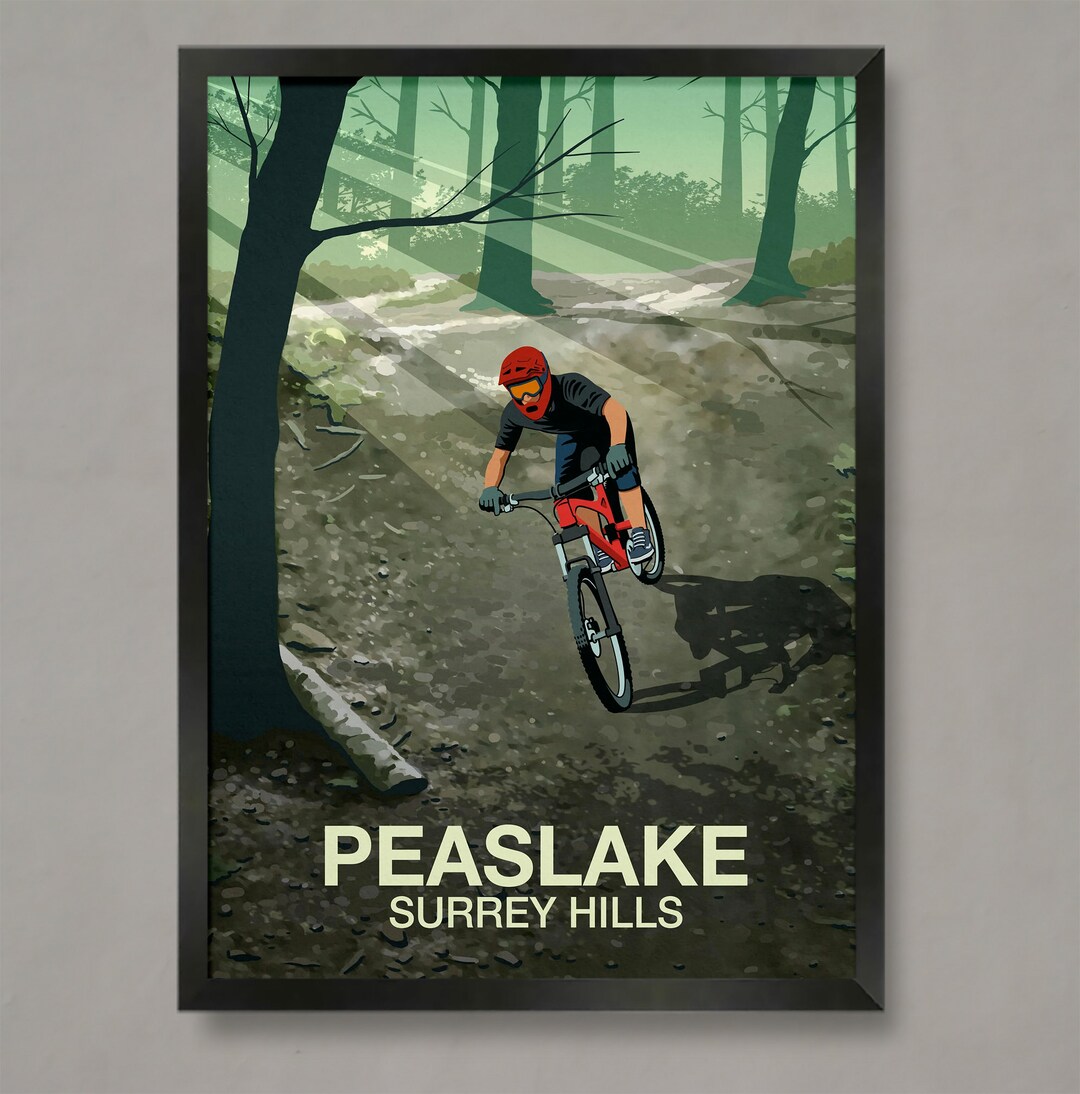 Peaslake Mountain Bike Trail Poster, Mountain Bike Poster, Mountain ...