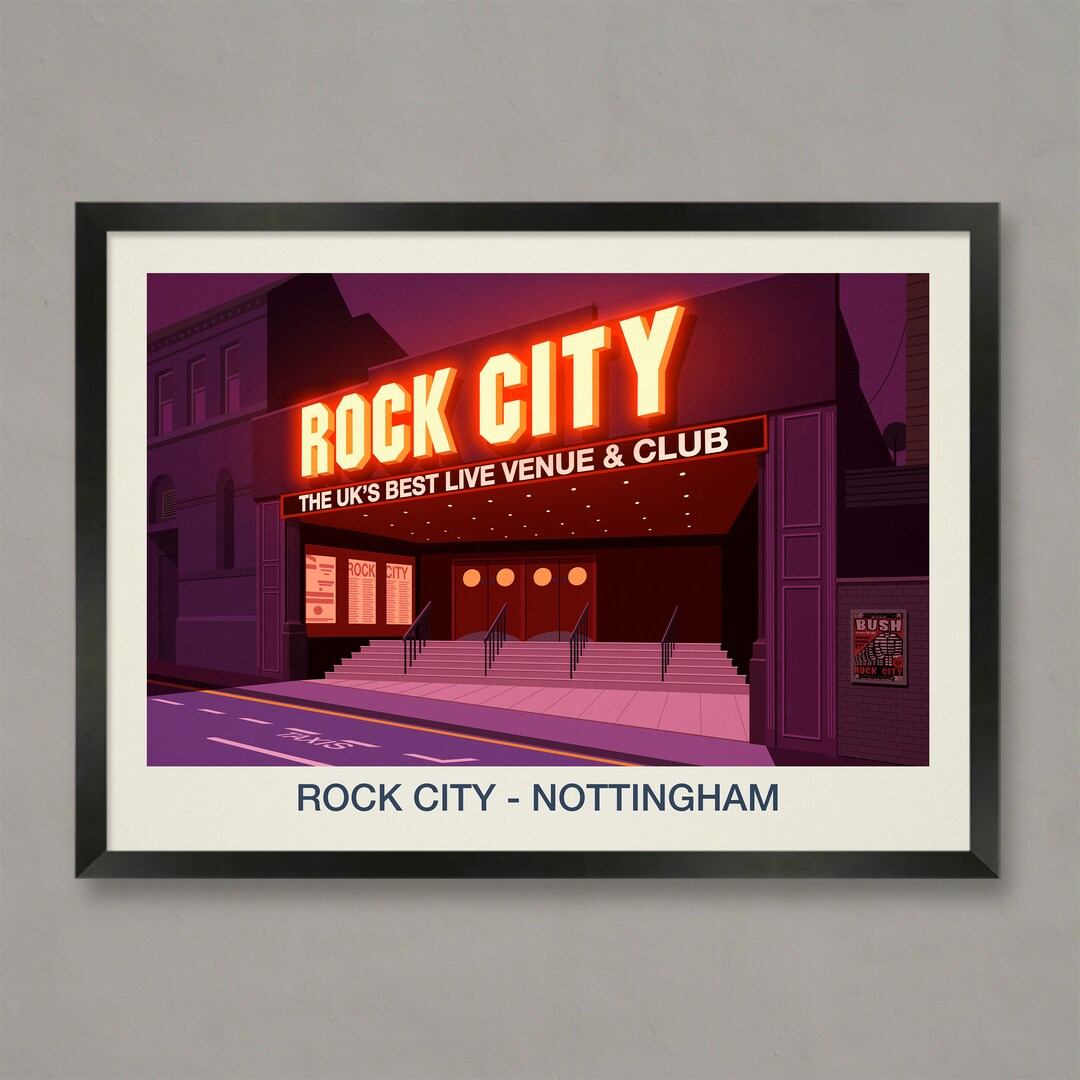 Rock City Venue Poster, Nightclub Prints, Rock City Venue, Rock City ...