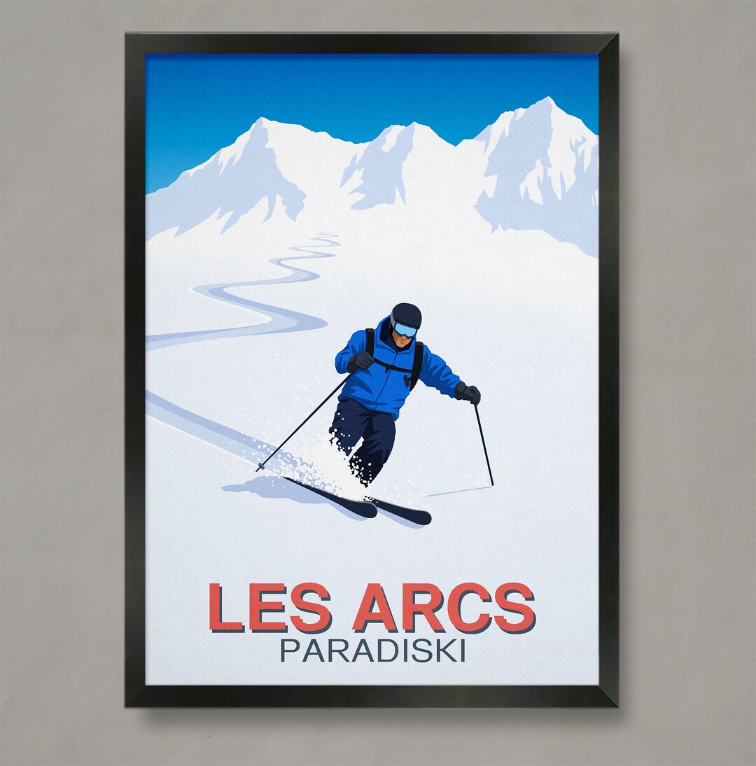 Les Arcs Skier Poster, Ski Resort Poster, Ski Print , Snowboard Poster ...