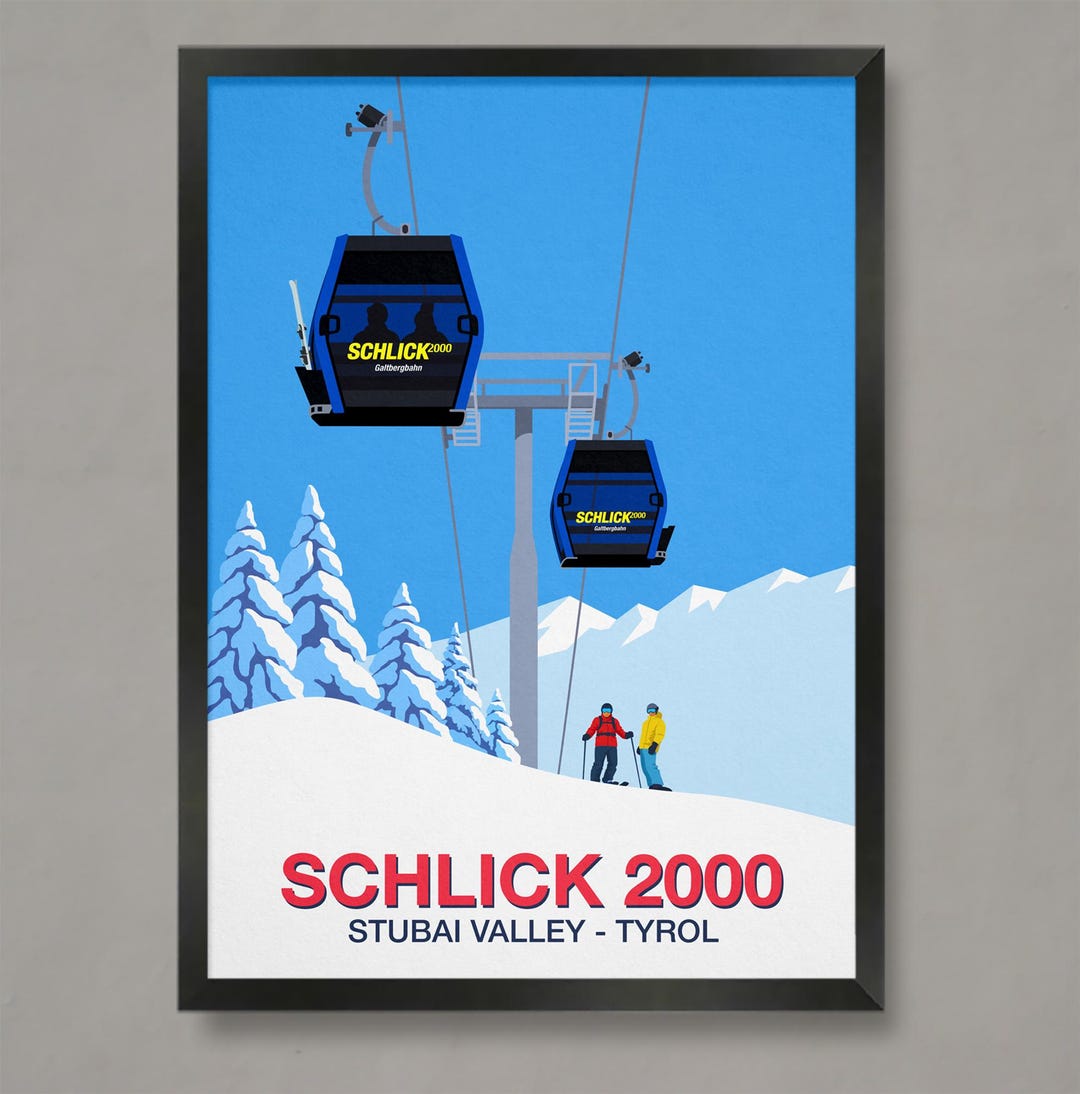 Schlick 2000 Ski Resort Poster, Ski Resort Poster, Ski Print, Snowboard ...