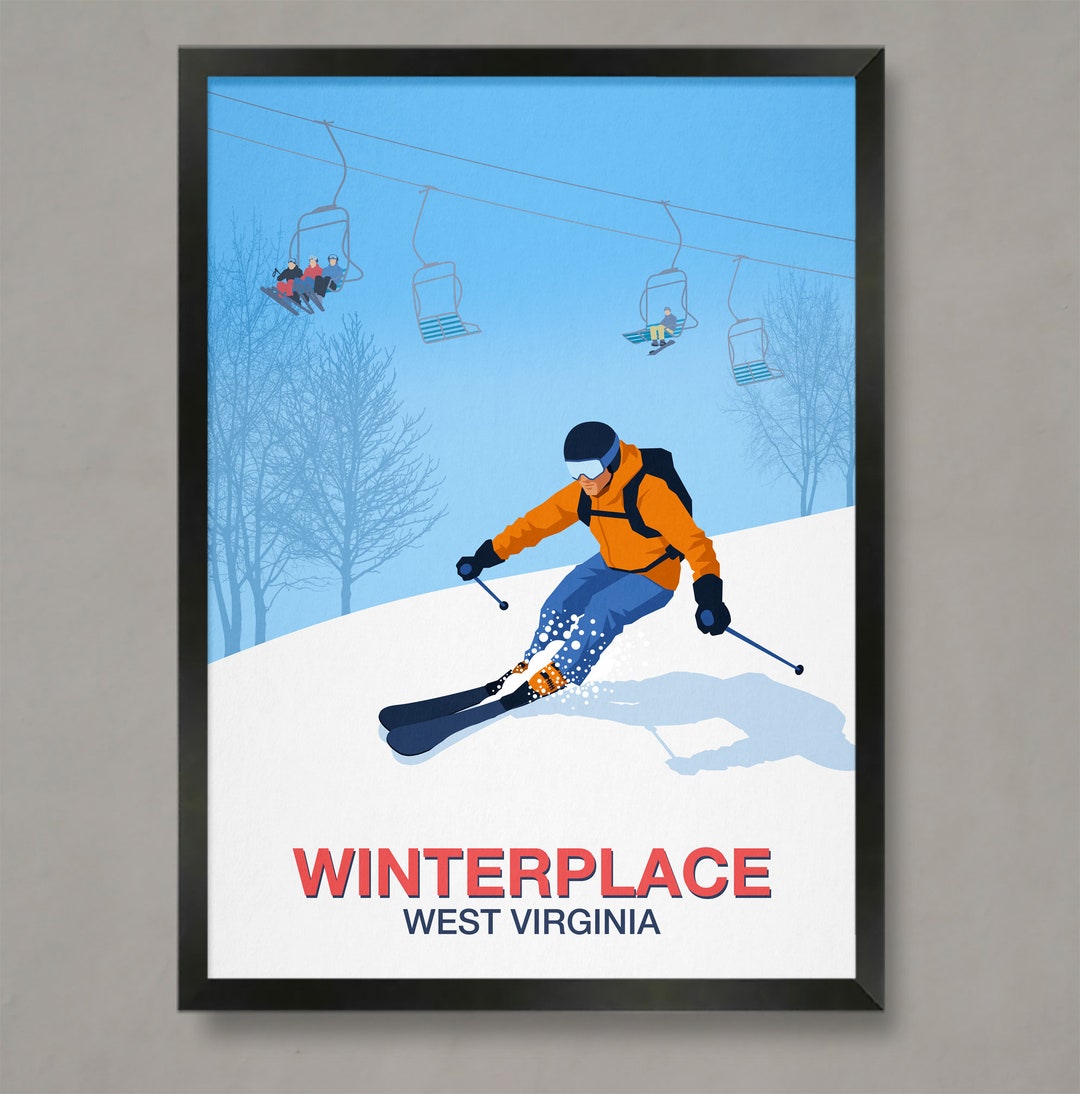 Winterplace Ski Poster, Ski Resort Poster, Ski Print, Winterplace Ski ...