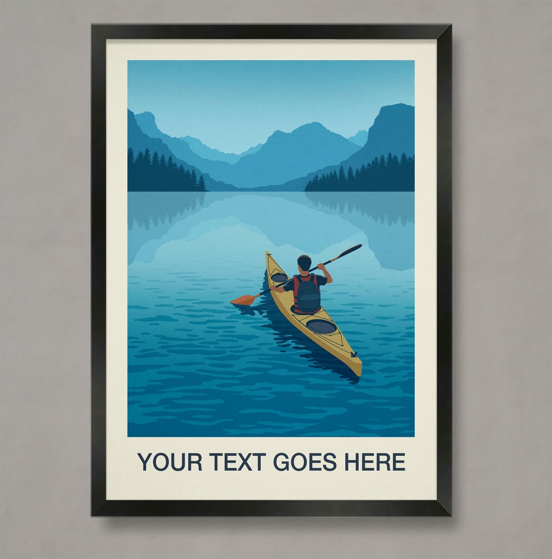 Personalised Kayaking Poster, Personalised Kayaking Gift, Custom ...