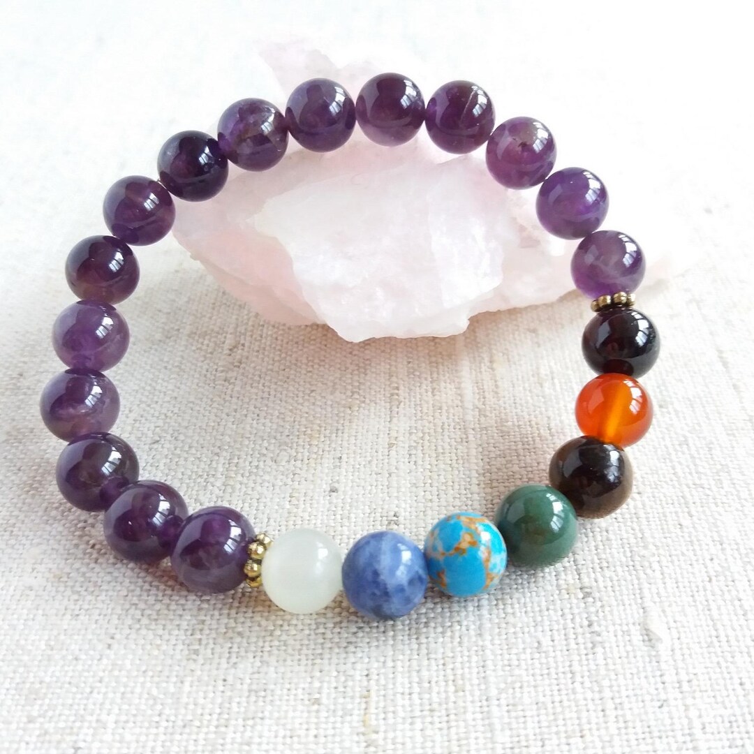 7 Chakra Bracelet for Men Chakra Bracelet Real Stone Healing Bracelet ...