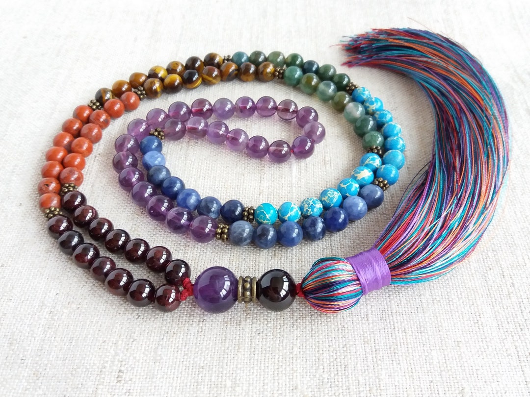 Chakra Mala Necklace Prayer Beads Necklace Mala Beads 108 Necklace - Etsy
