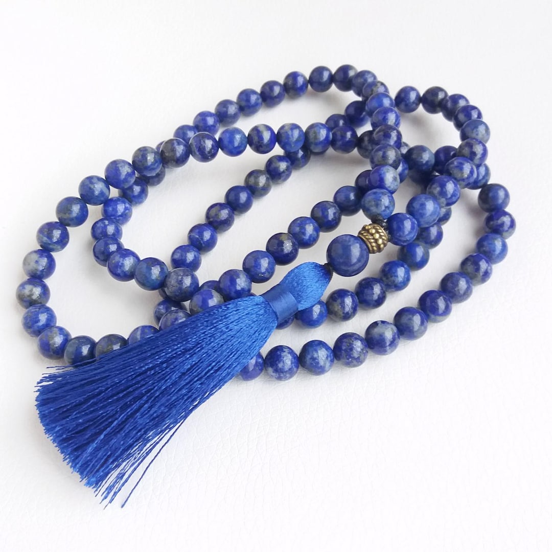 Lapis Lazuli Mala 108 Blue Mala Beads Prayer Beads Buddhist Hand ...