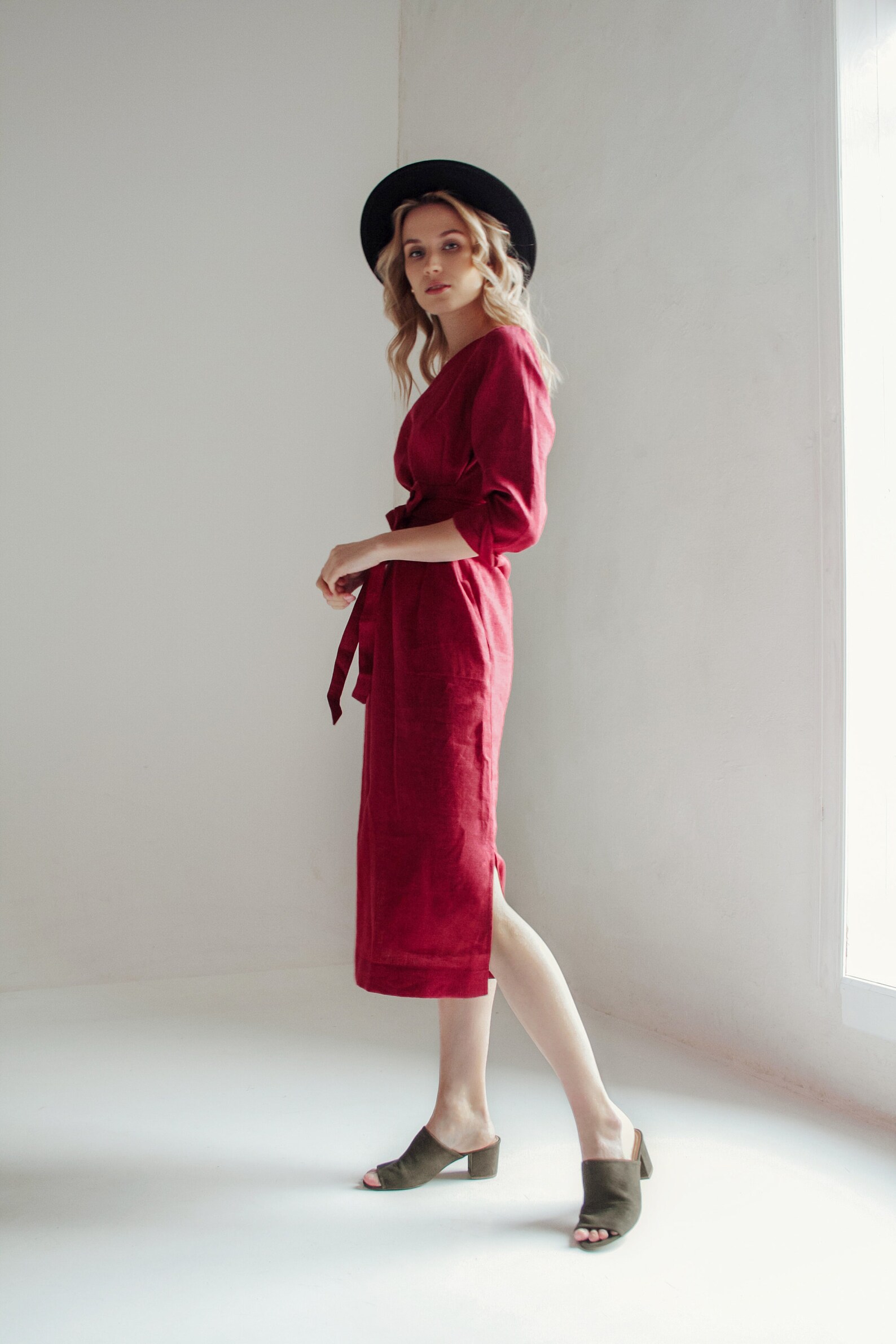 Linen Dress. Bridesmaid Dress. Linen Tunic. Wrap Linen Dress. | Etsy