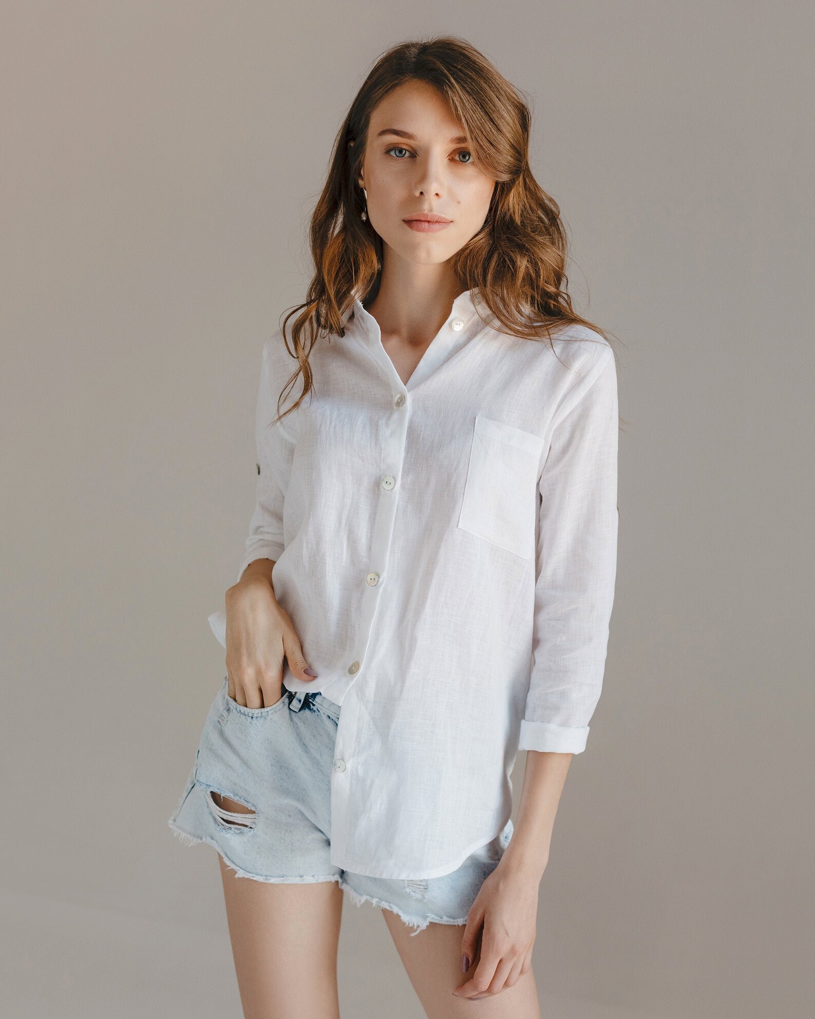 Linen top. Linen blouse. White linen top. White blouse. Linen | Etsy